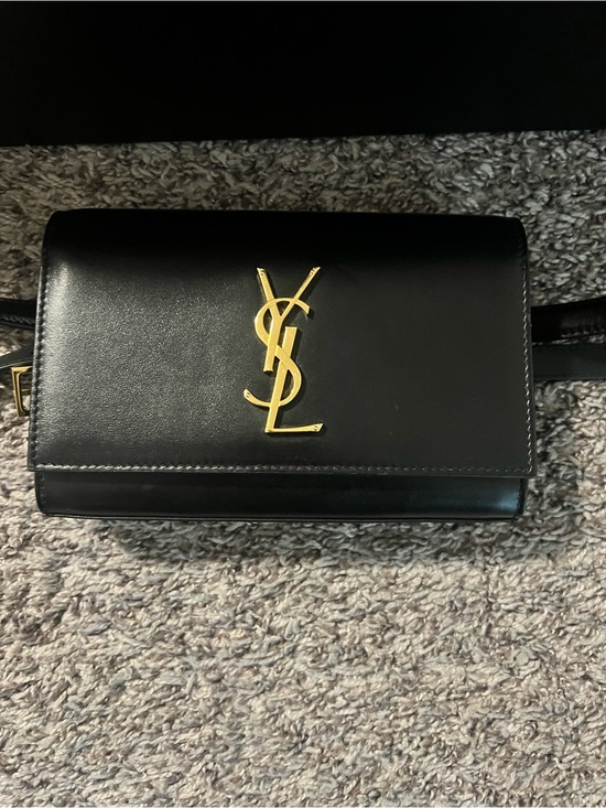 Saint Laurent | Bags | Saint Laurent Black Leather Belt Bag With Gold ...